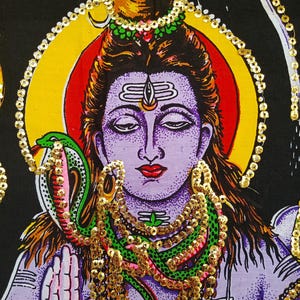 Lord Shiva Vibrant Colours Pure Cotton Painting Handmade Wall Tapestry ...