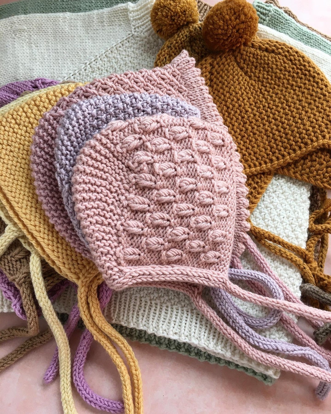 Pattern Baby Bonnet Knit Hat Pattern Knitting Patterns Knit - Etsy