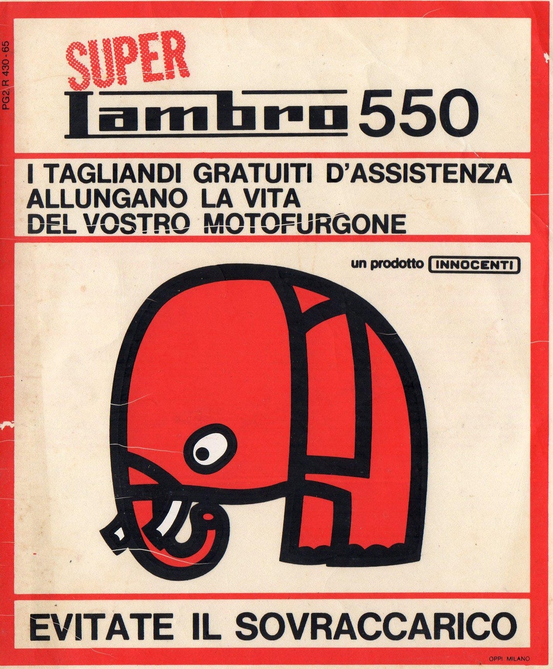 Classic Super Lambro 550 Elephant Sticker Advertisement - Italian Text ...