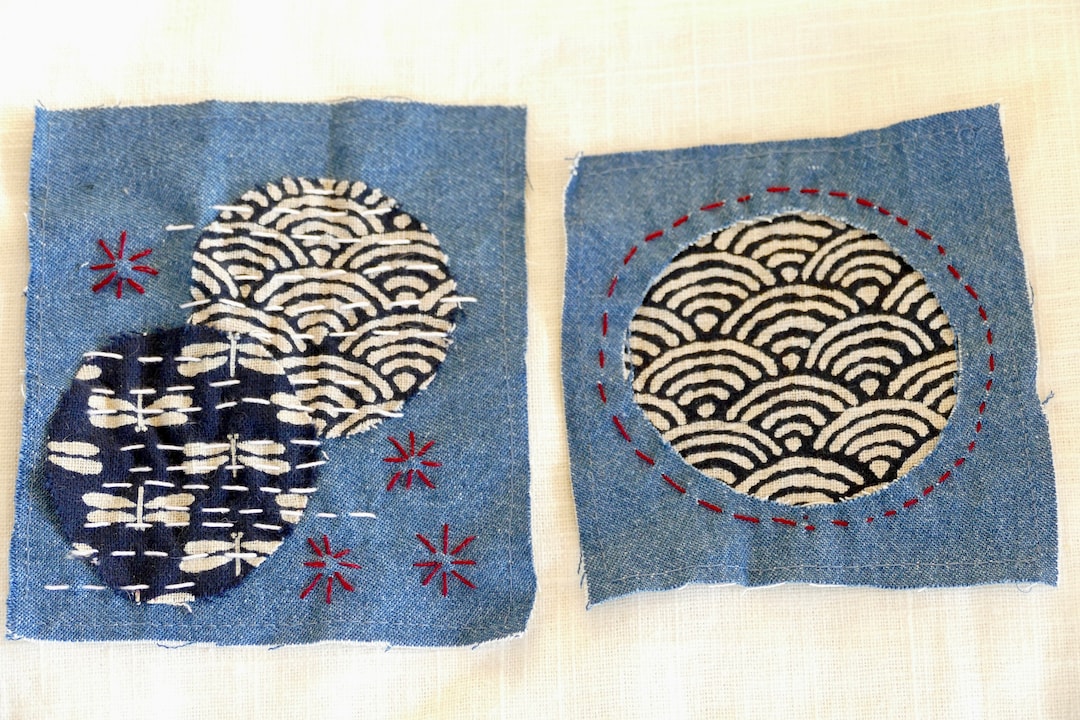 Japanese Patch, Artisan Mending Patch, Sashiko Denim Embroidery ...