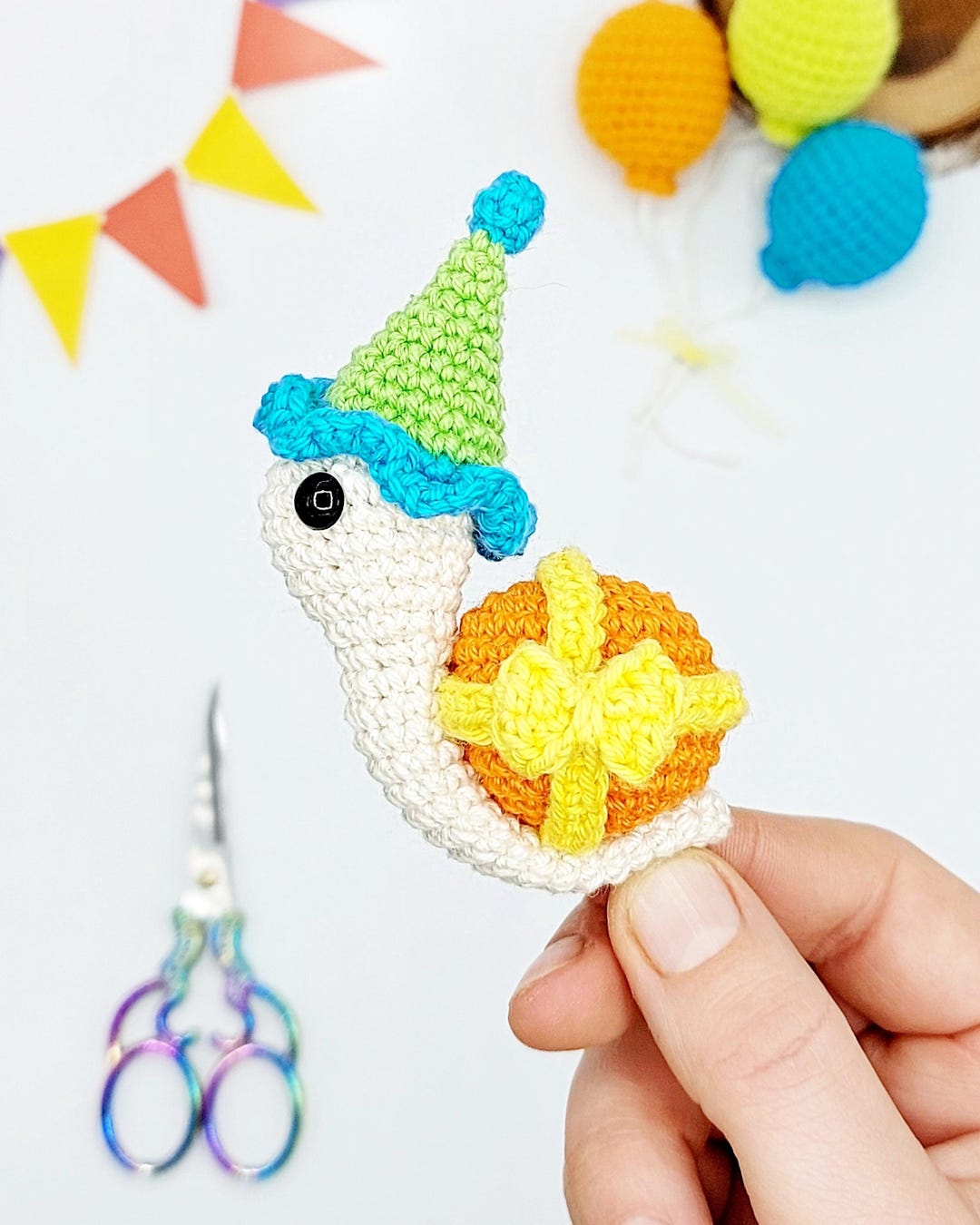 PATTERN: Party Snail Crochet Pattern, Amigurumi Crochet Pattern ...