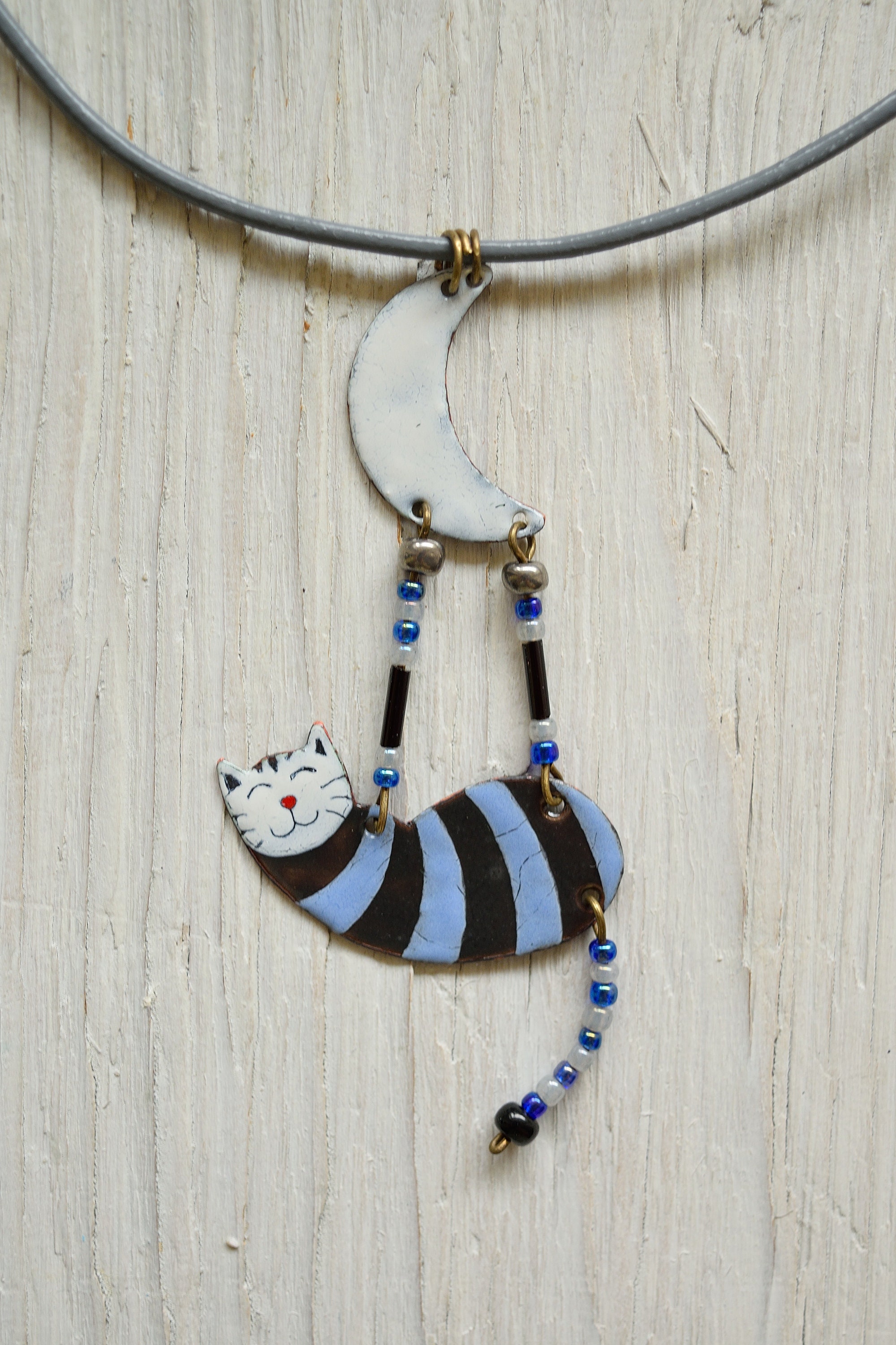 Enamel Necklace Cat Necklace Cat Jewelry Black Cat Cat and | Etsy