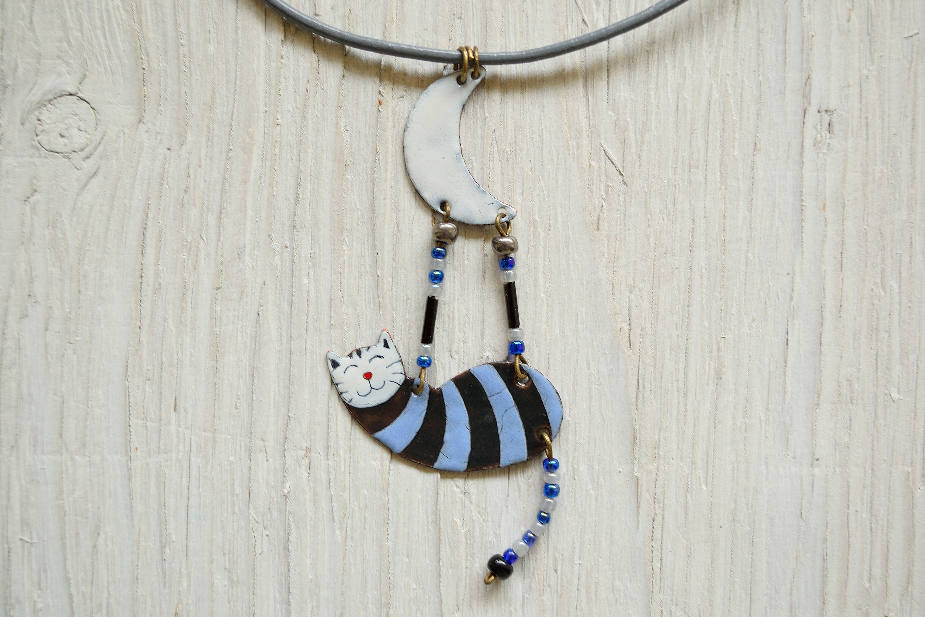 Enamel Necklace Cat Necklace Cat Jewelry Black Cat Cat and | Etsy