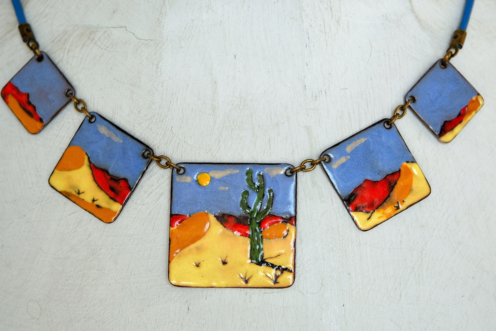Panorama Landscape, Desert Jewelry, Enamel Necklace, Kelso Dunes ...