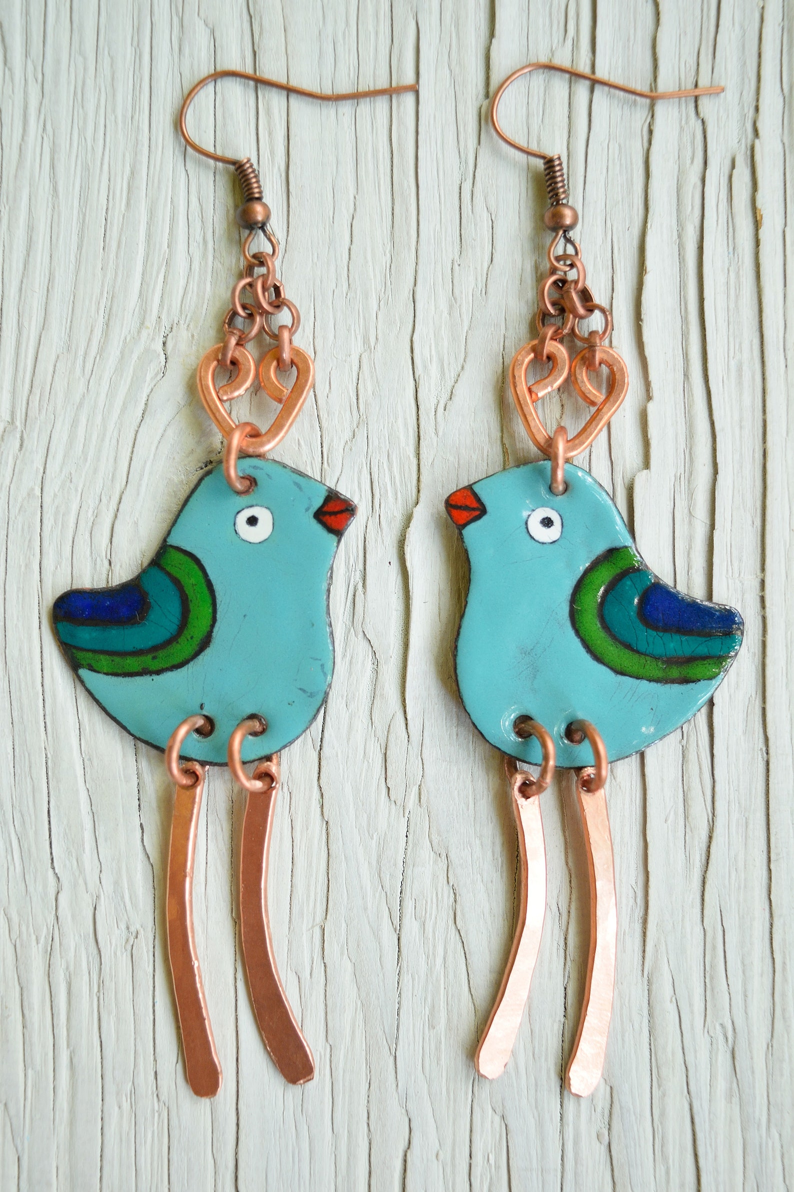 Enamel Earrings Enamel Jewelry Birdie Blue Bird Earrings - Etsy