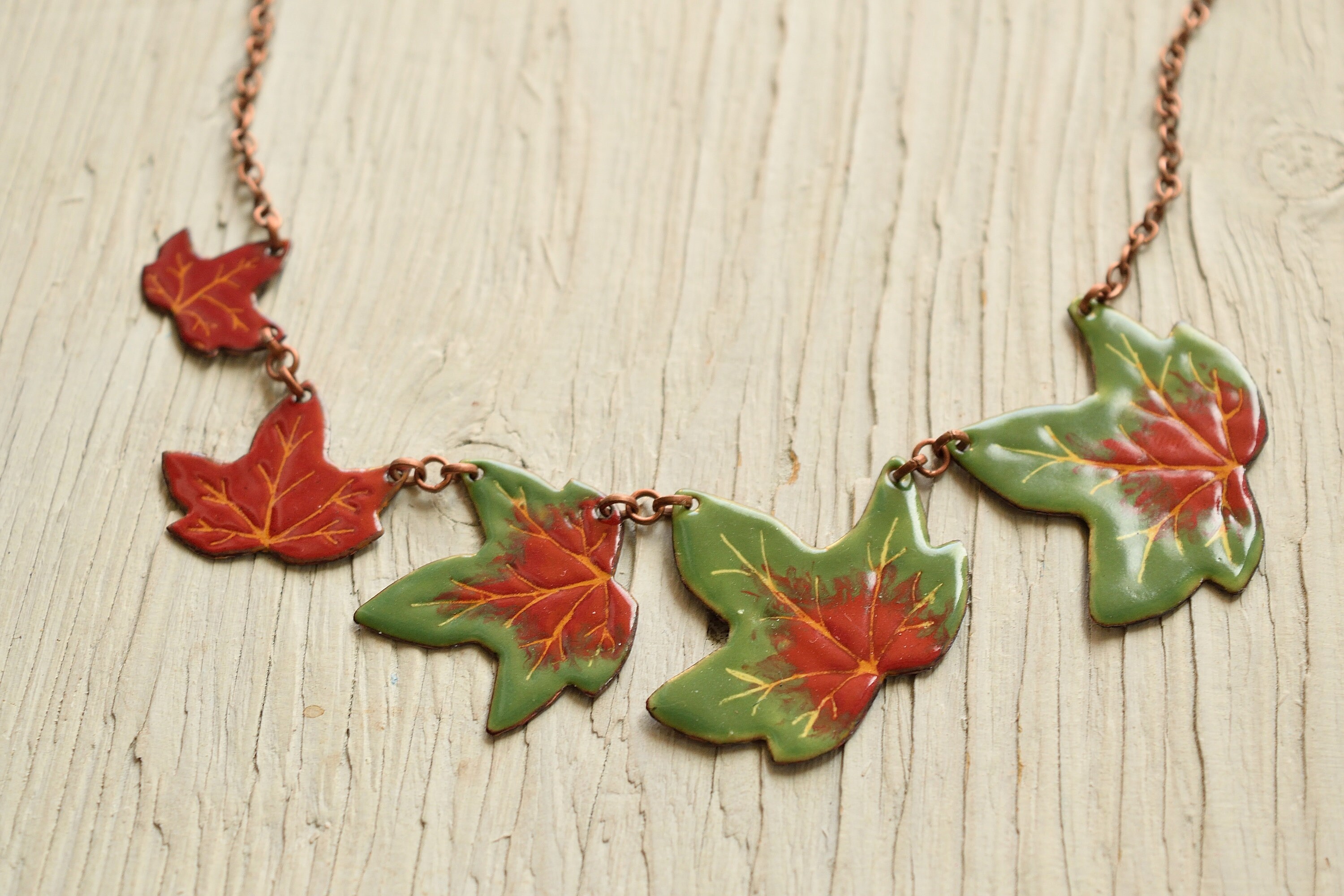 Ivy Enamel Necklace, Ivy Tendril Leaf Statement Necklace, Ivy Necklace ...