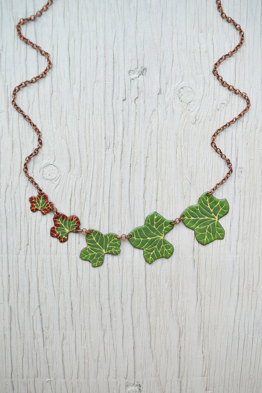 Ivy Enamel Necklace, Ivy Tendril Leaf Statement Necklace, Ivy Necklace ...