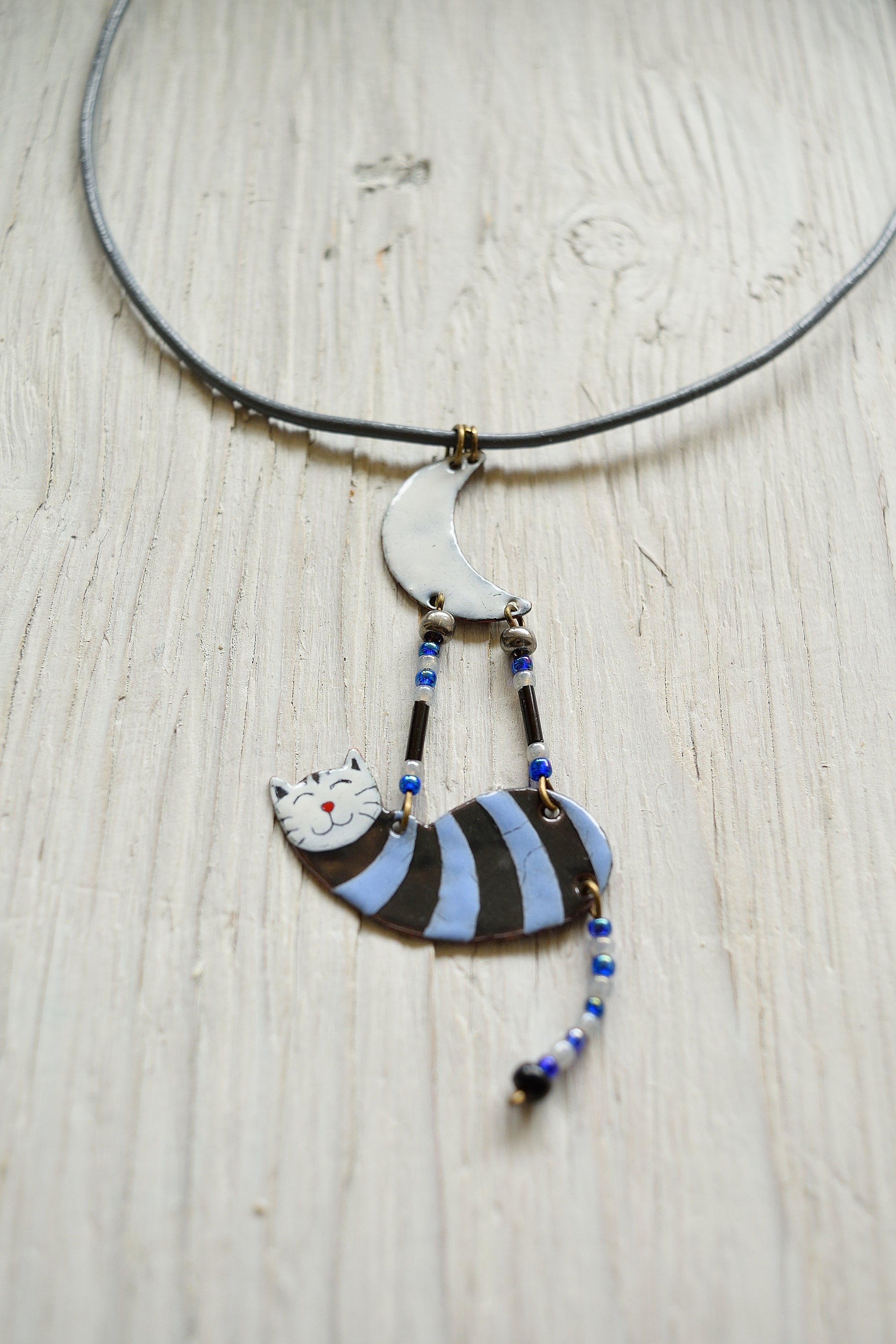 Enamel Necklace Cat Necklace Cat Jewelry Black Cat Cat and | Etsy