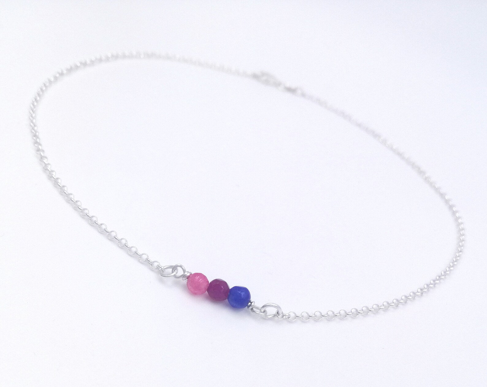 Bisexual Pride Flag Crystal Choker, Sterling Silver LGBTQ Necklace - Etsy
