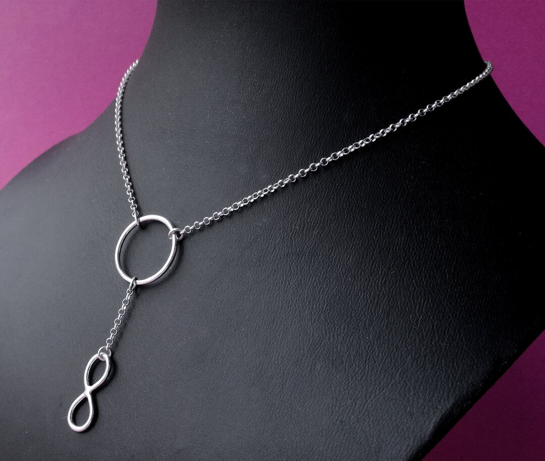 Sterling Silver Infinity Lariat Necklace, Delicate O Ring Sub Daytime ...
