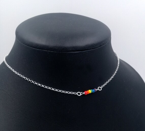 Pride Flag Choker Necklace. LGBTQ Jewellery. Delicate Beaded - Etsy
