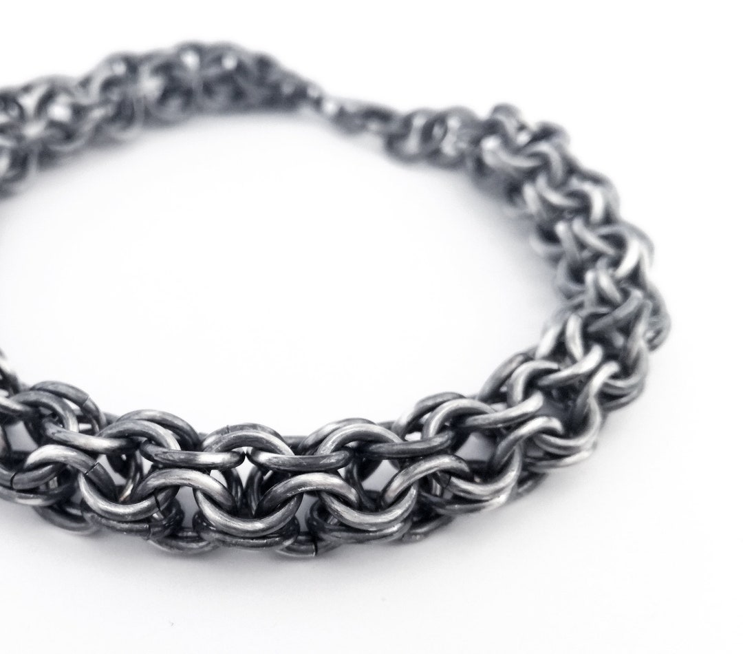 Chunky Chain Bracelet, 9 Mm. Sterling Silver Inverted Roundmaille ...