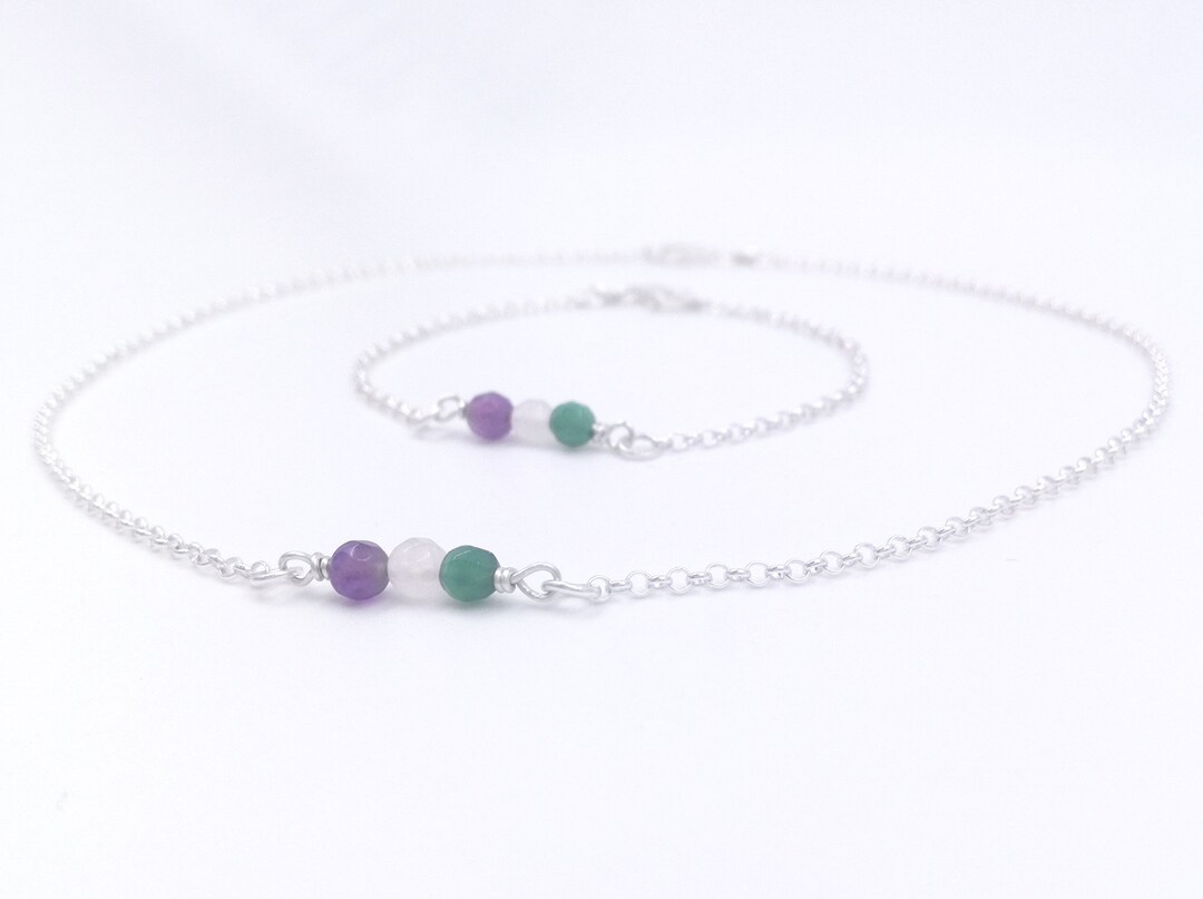 Genderqueer Pride Flag Crystal Jewellery Set. LGBTQ Necklace and ...