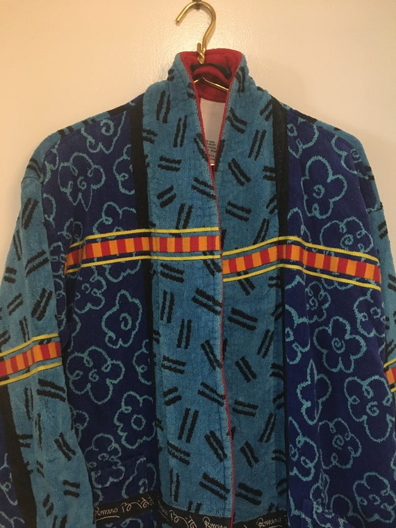 Vintage Romero Britto Bath Robe Art to Wear Cubism Po… - Gem