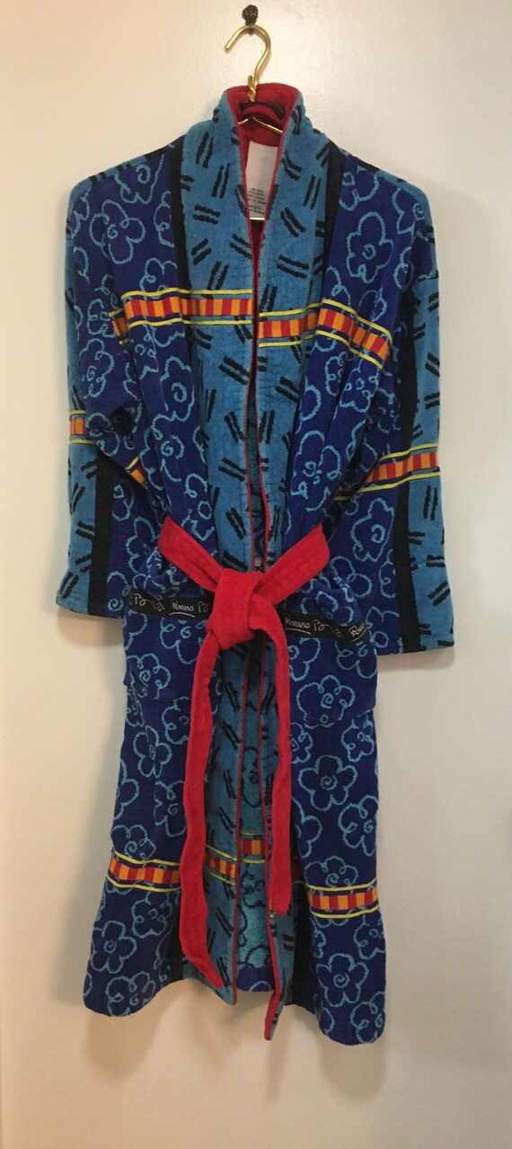 Vintage Romero Britto Bath Robe Art to Wear Cubism Po… - Gem