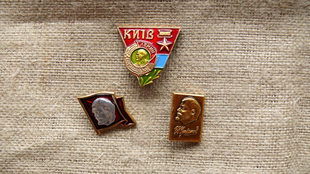 Set of 3,soviet Lenin Badges,komsomol Pin,made in USSR 70's,communist ...