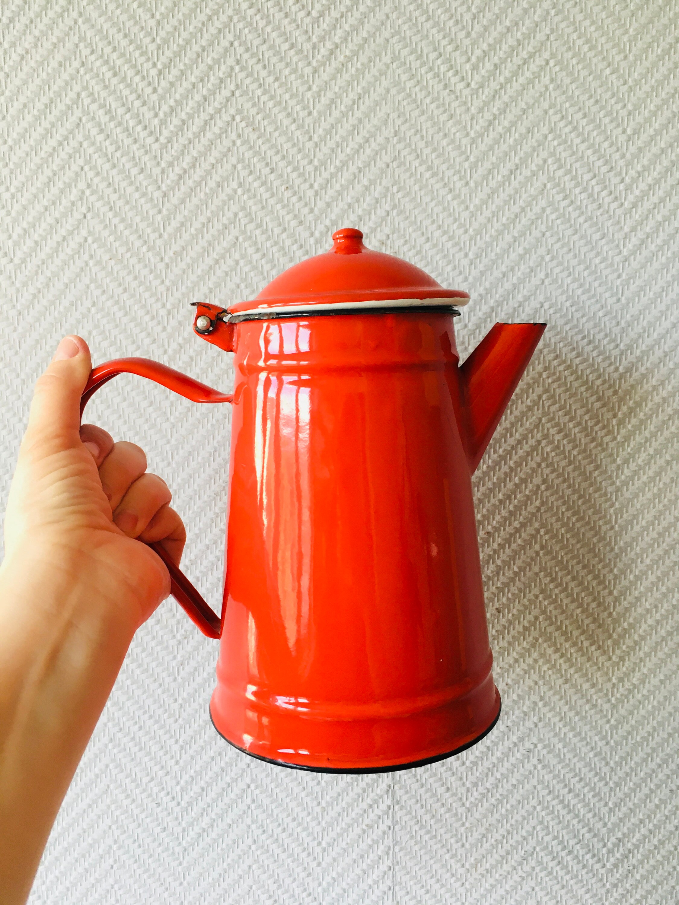 Vintage Red Enamel Tea Kettle Made in - Etsy Australia