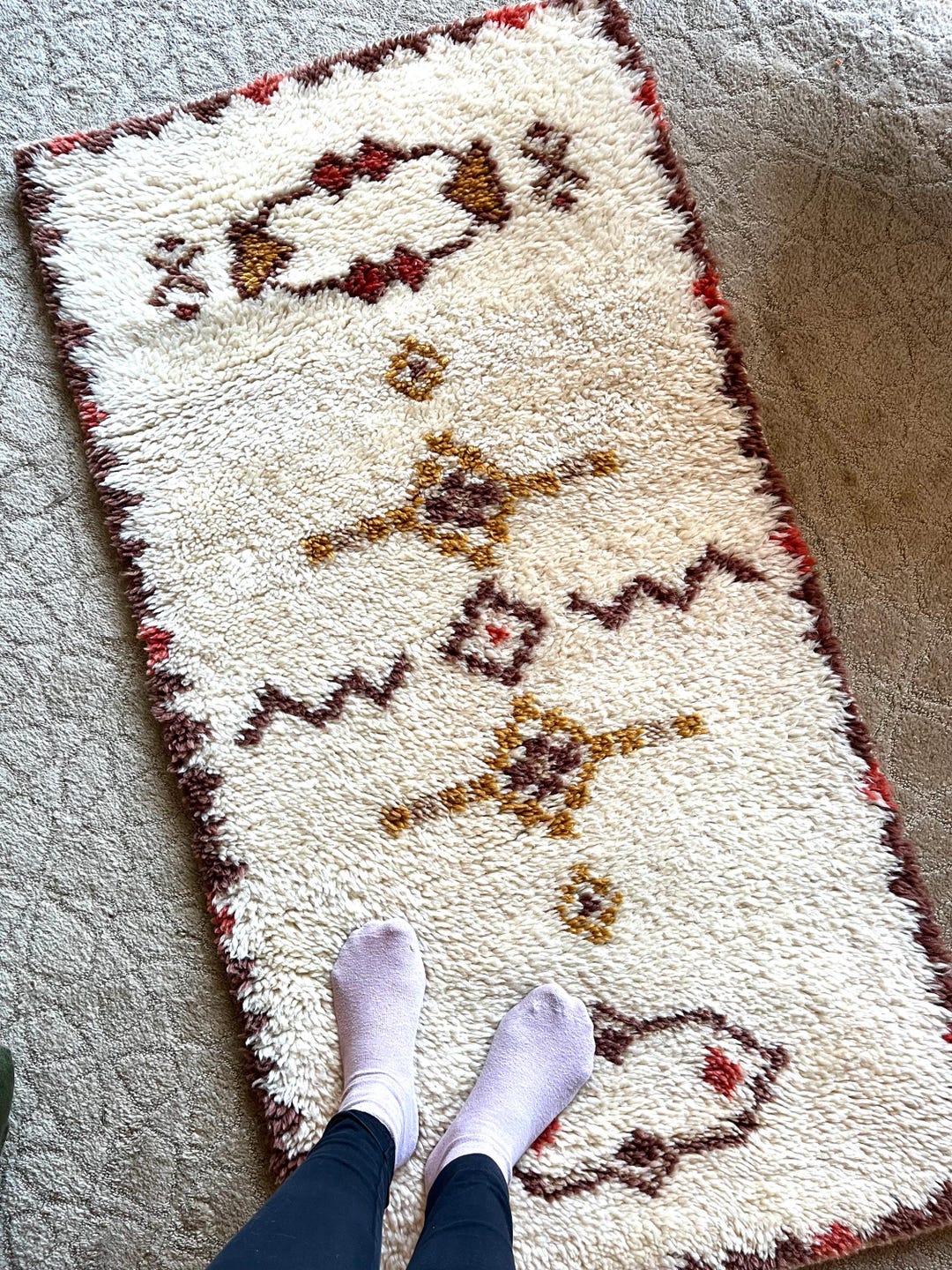 Vintage Mid Century Modern Rya Rug, Midcentury Abstract Wall Hanging or ...