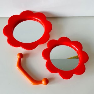 Vintage Space Age Vanity Mirror Plastic Frame, Flower Shape Vanity ...