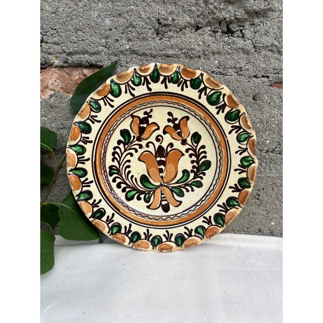 Vintage Korond Earthenware Folk Art Ceramic Pinted Wall Hanging Plate ...