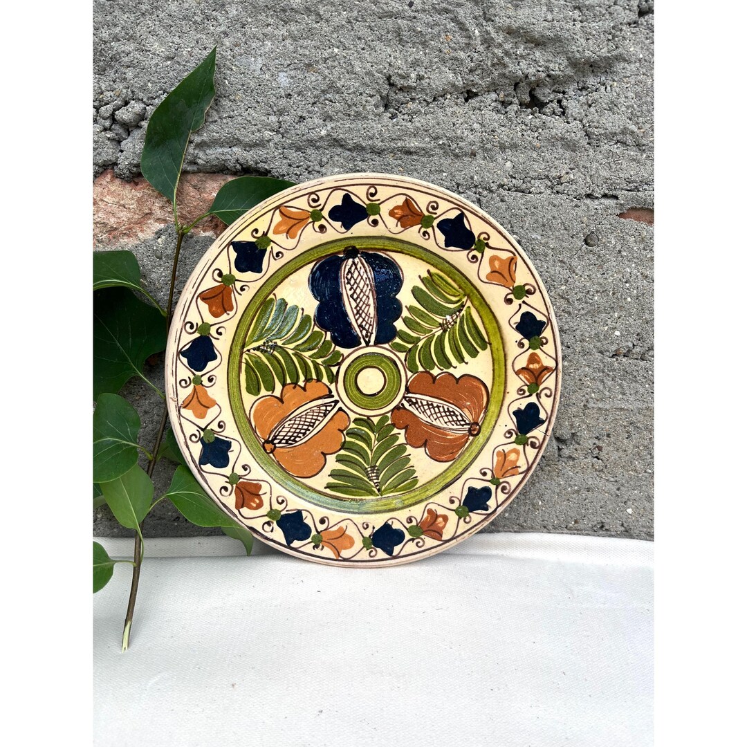 Vintage Korond Earthenware Folk Art Ceramic Pinted Wall Hanging Plate ...