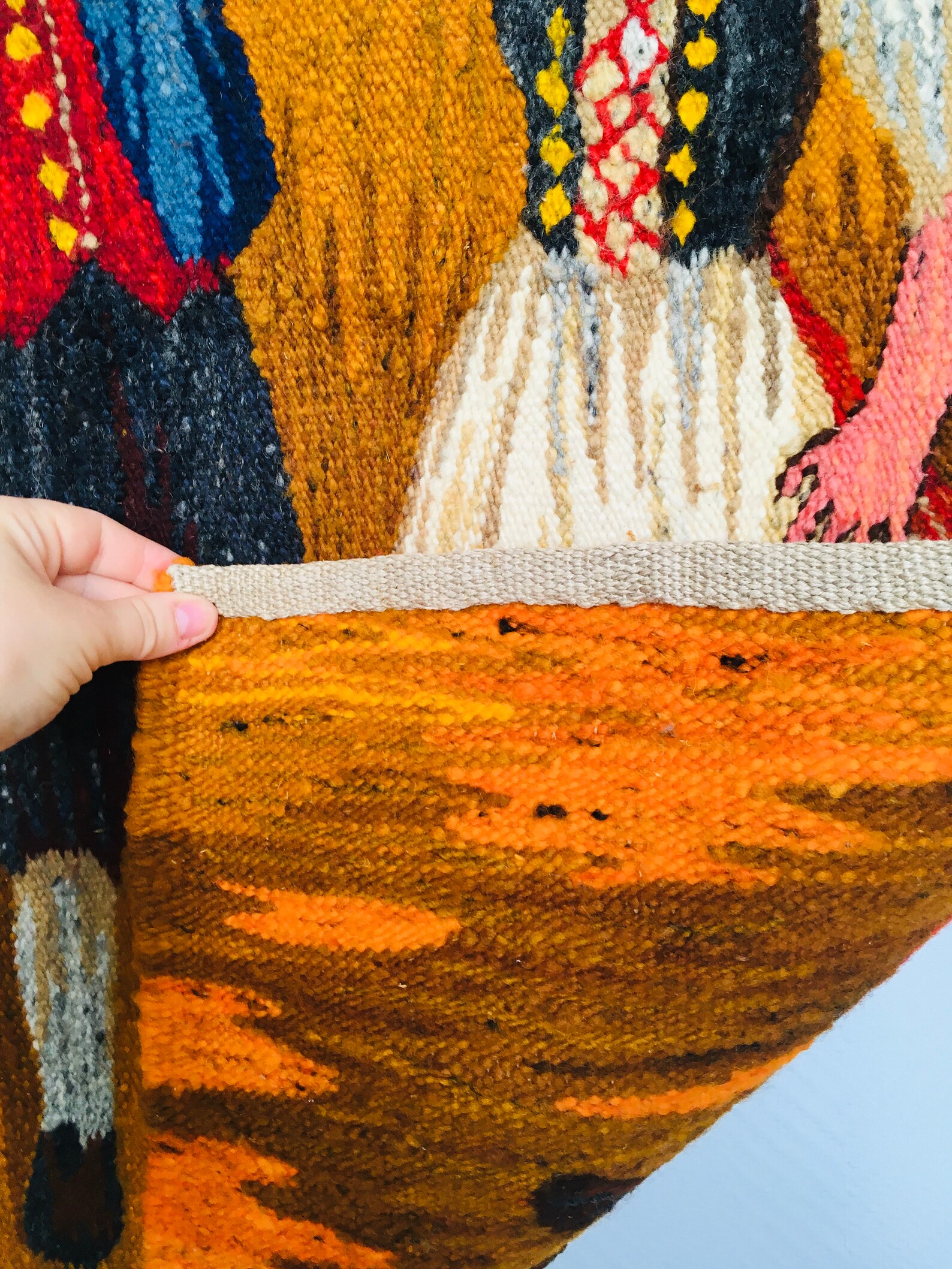 Vintage Polish Wool Hand Woven Wall Hanging Tapestry,folklore Farmhouse ...