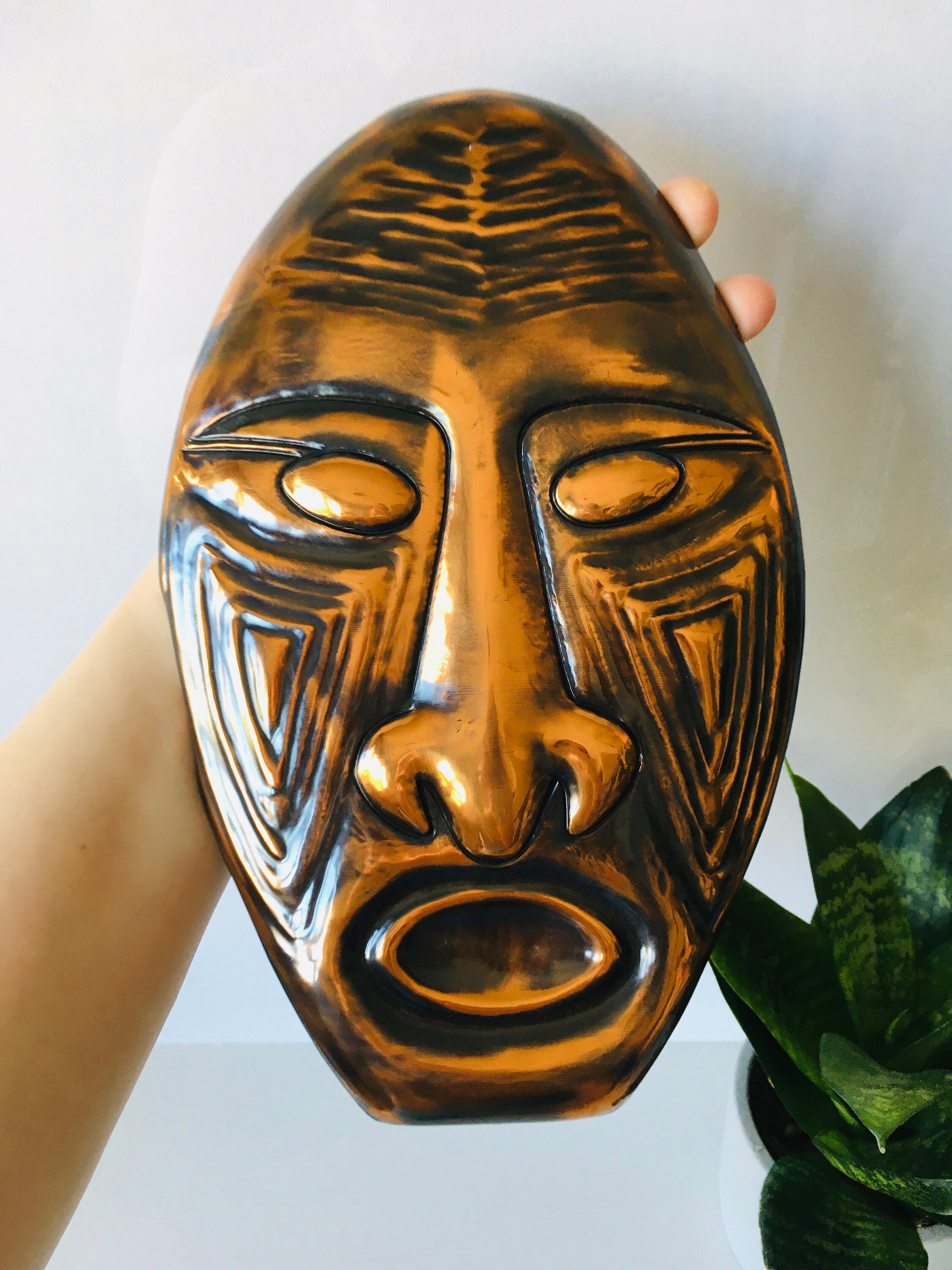 Vintage Copper Tribal Mask Retro Embossed Traditional Copper | Etsy