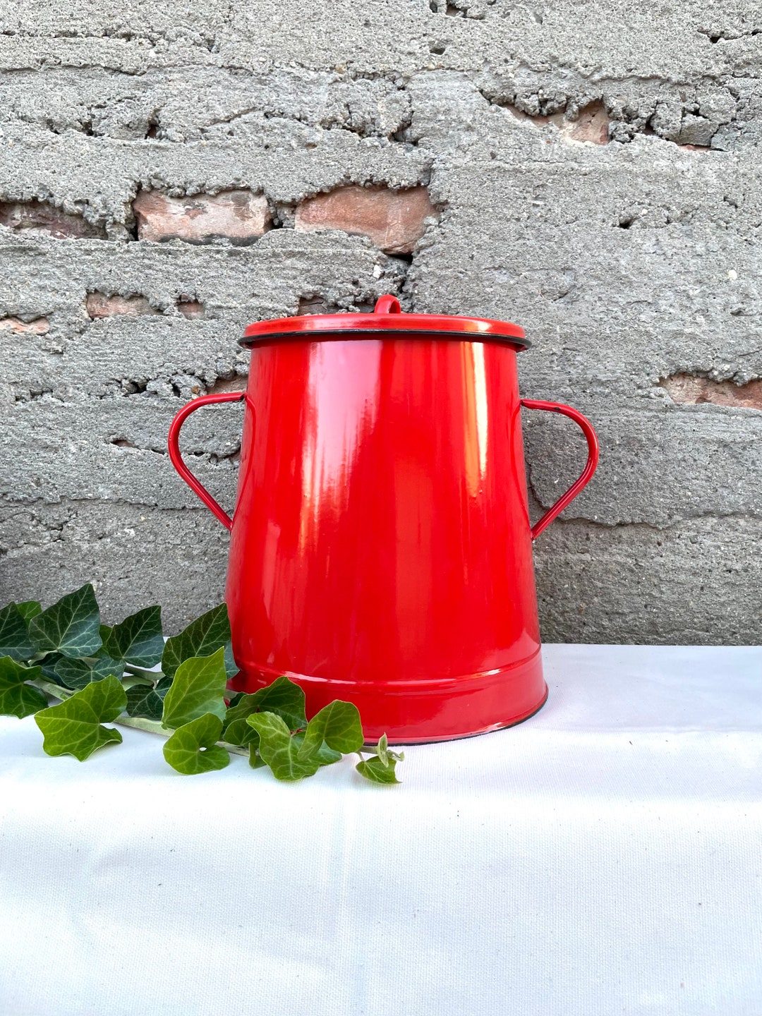 Vintage Red Enamel Food Container From Hungary 1960s, Folk Art Hungary ...