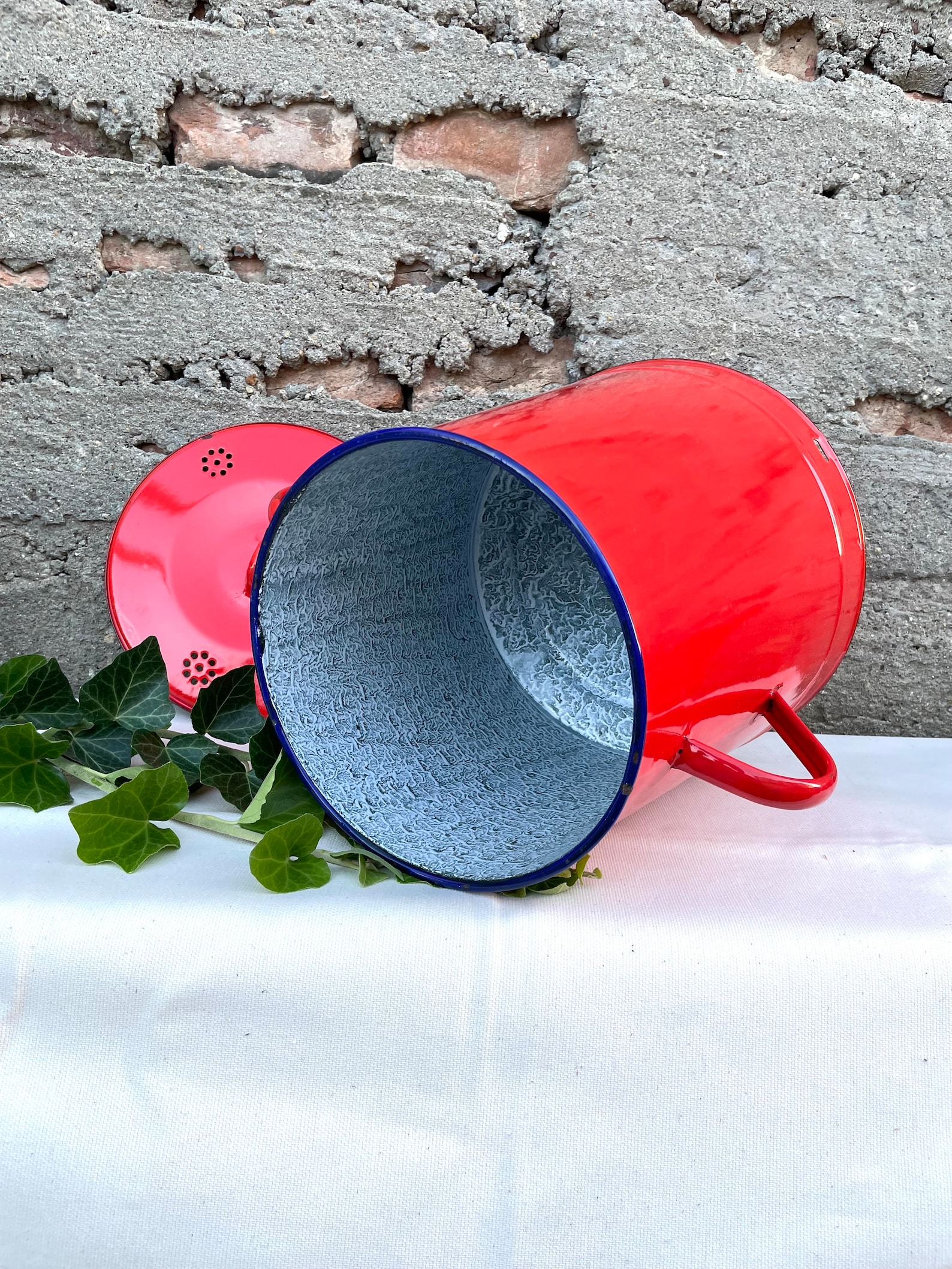 Vintage Red Enamel Food Container From Hungary 1960s, Folk Art Hungary ...