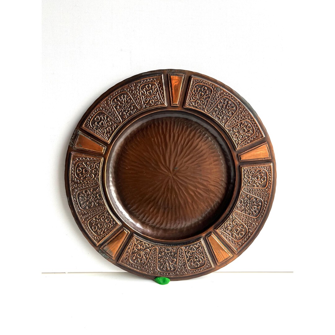 Vintage Rustic Midcentury Embossed Copper Wall Plate, Vintage Brass ...