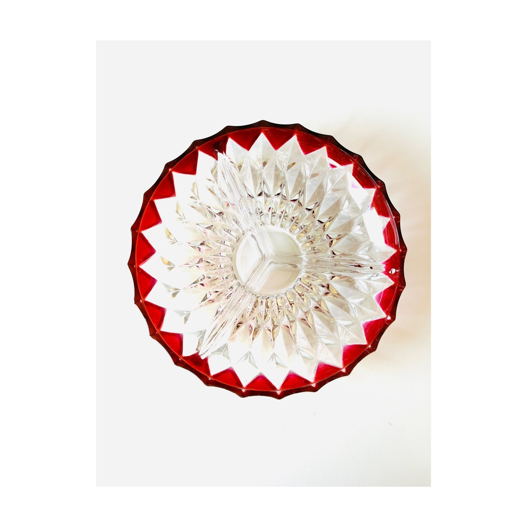 Vintage Indiana Glass Ruby Red Flash Diamond Depression Glass, Ruby ...