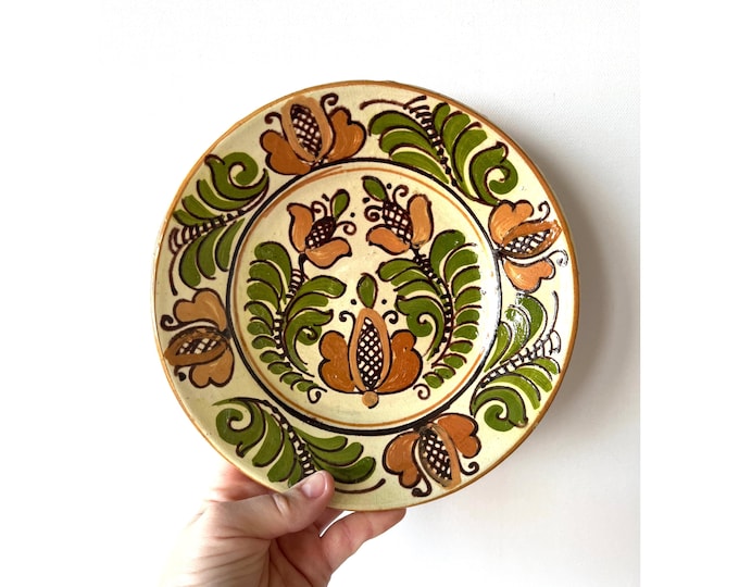 Vintage Korond Earthenware Folk Art Ceramic Pinted Wall Hanging Plate ...