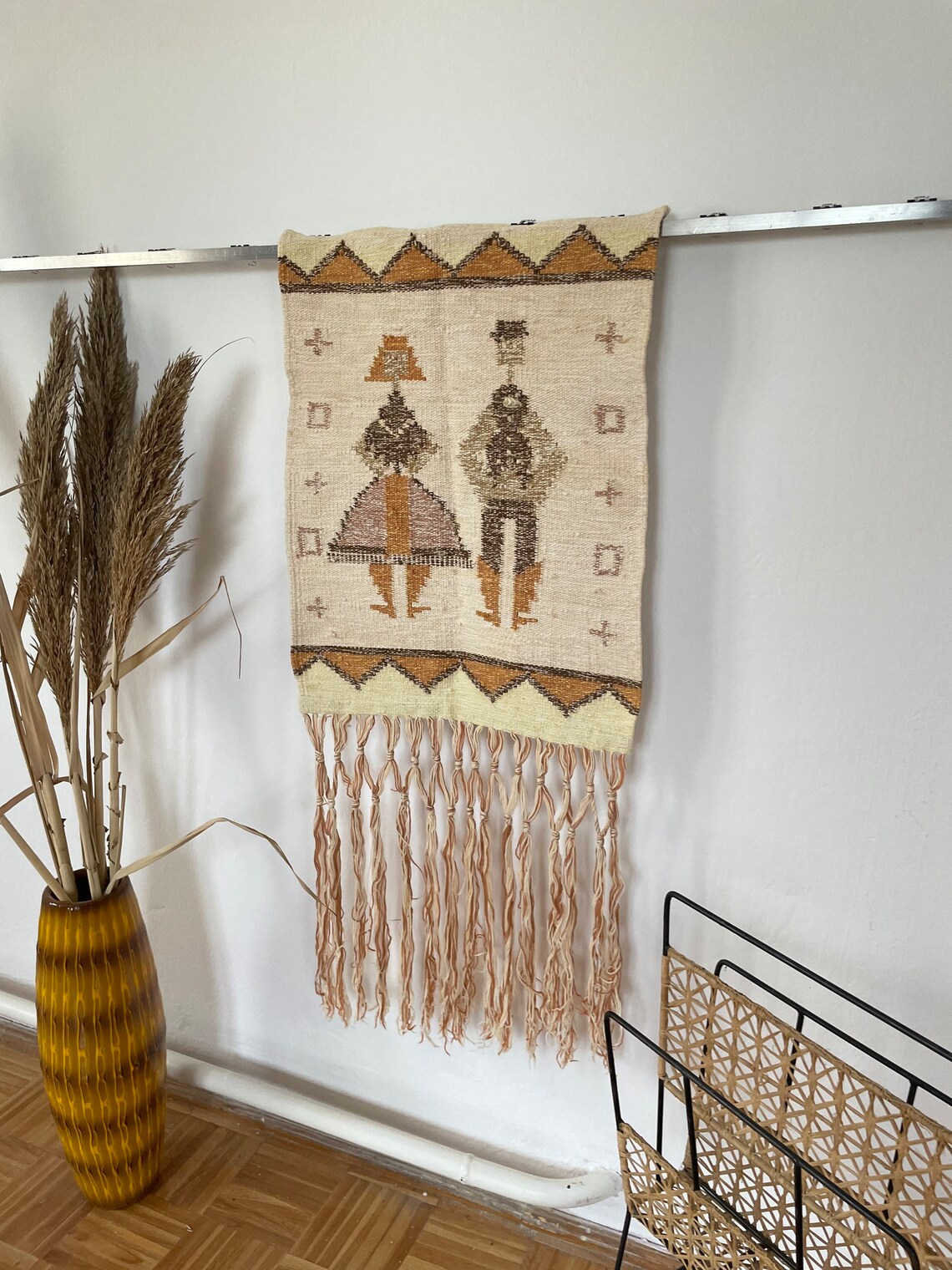 Mid Century Wall Tapestry Man and Woman Eva Nemeth Design - Etsy