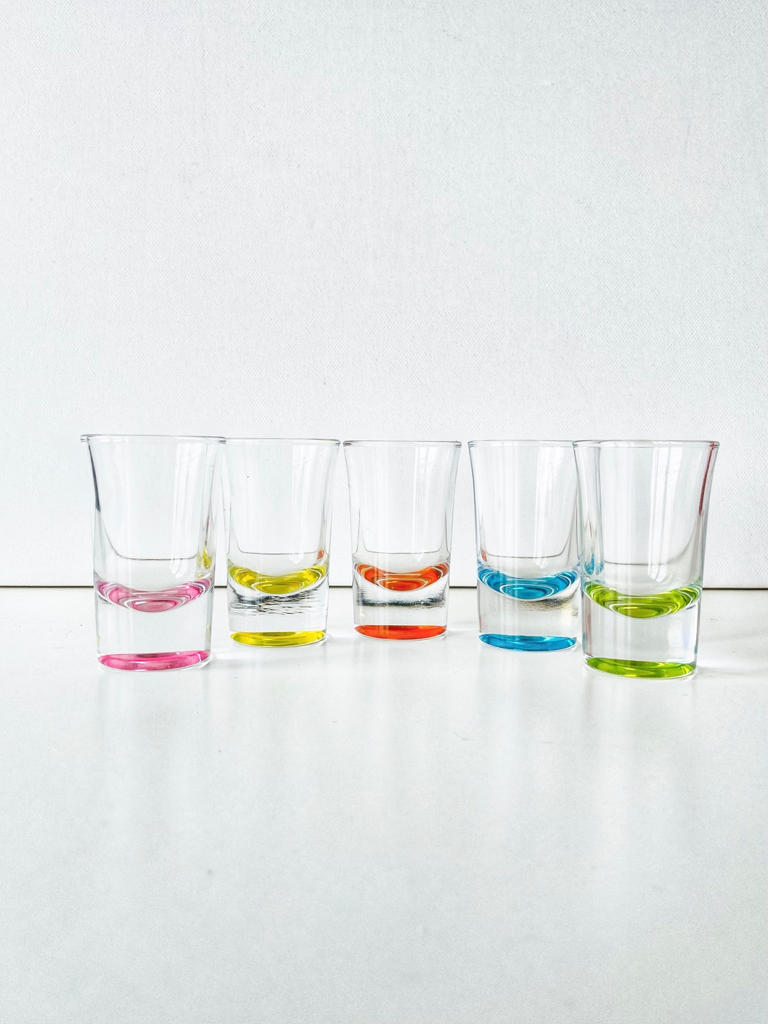 Vintage Mid Century Set of 5 Multi-colored Shot Glasses, Retro Drink ...