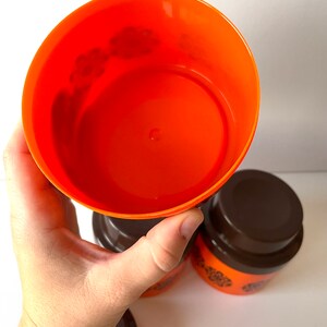 Set 3 Vintage Orange Plastic Container, Mid Century Geometric Design ...
