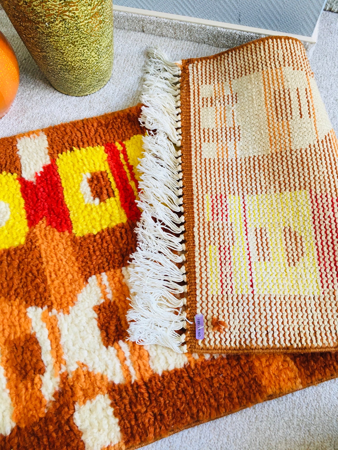 Vintage wool abstract rug vintage midcentury modern rug | Etsy