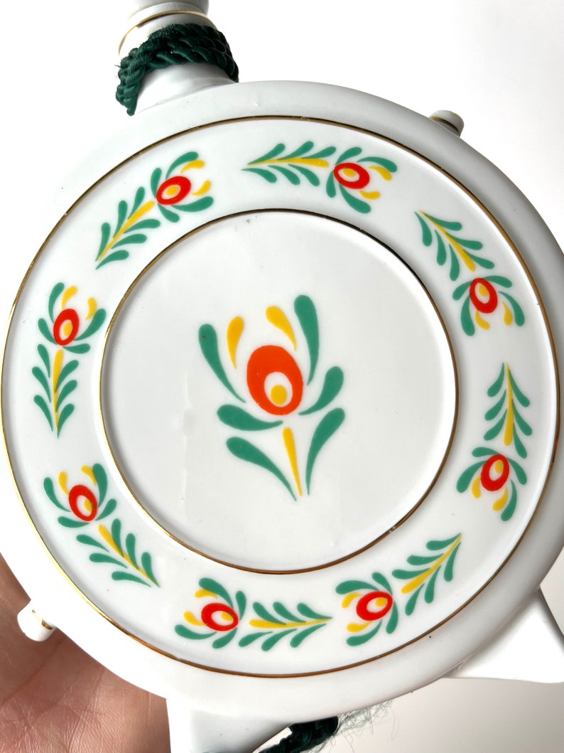 Vintage Hollohaza Porcelain Bottle Flask, Traditional Folk Flowers ...