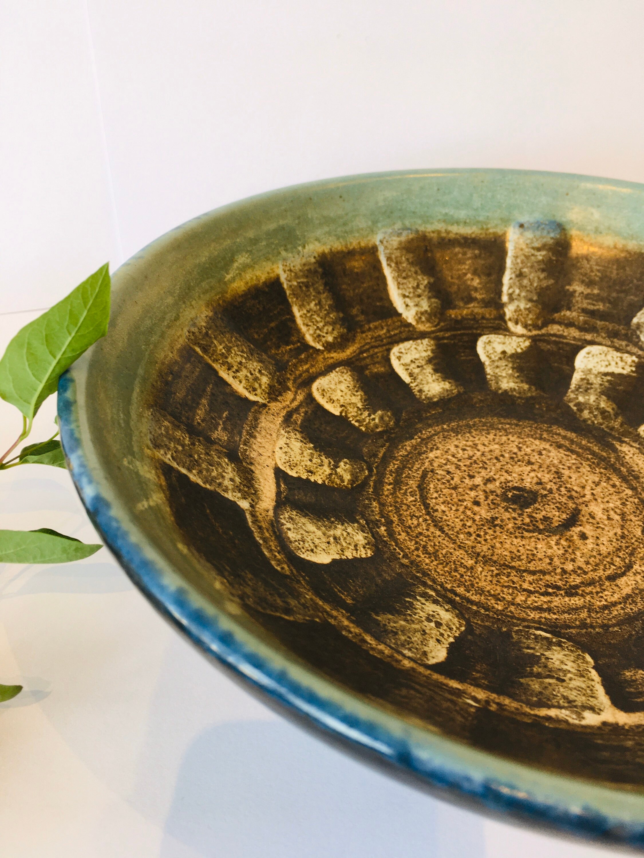 Art Pottery Retro Glazed Ceramic Plate Vintage Ceramics Mid - Etsy