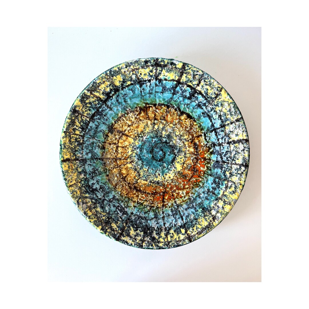 Midcentury Modern Futuristic Ceramic Wall Plate, Vintage Colorful ...