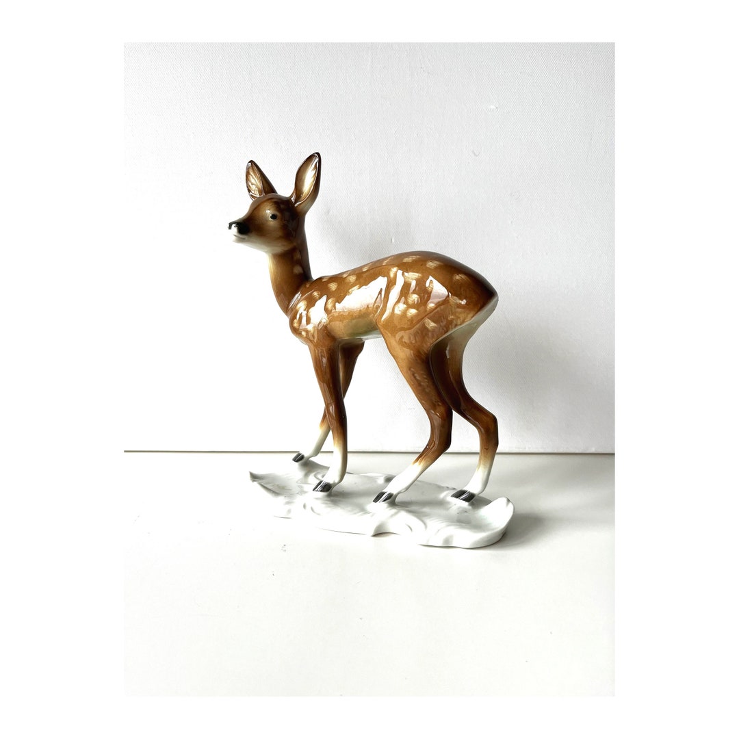 Vintage Porcelain Fawn Figure Carl Scheidig Gräfenthal Thuringia, Hand ...