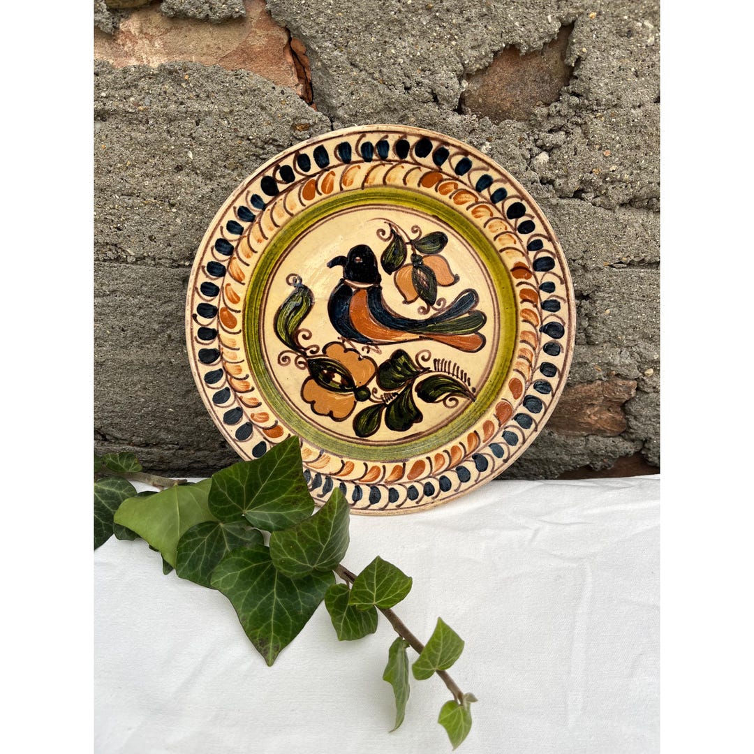 Vintage Korond Earthenware Folk Art Ceramic Pinted Wall Hanging Plate ...