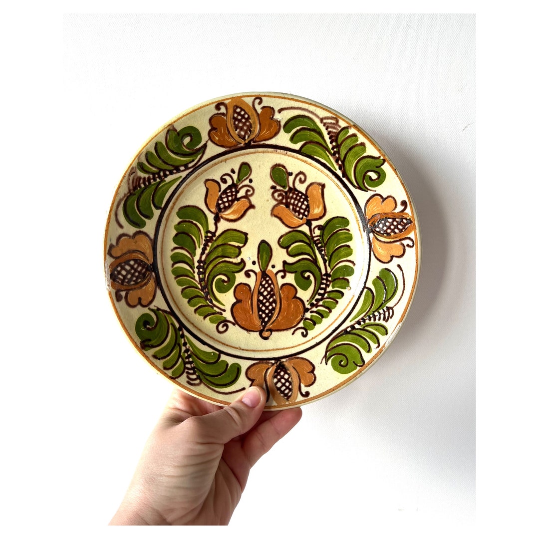 Vintage Korond Earthenware Folk Art Ceramic Pinted Wall Hanging Plate ...