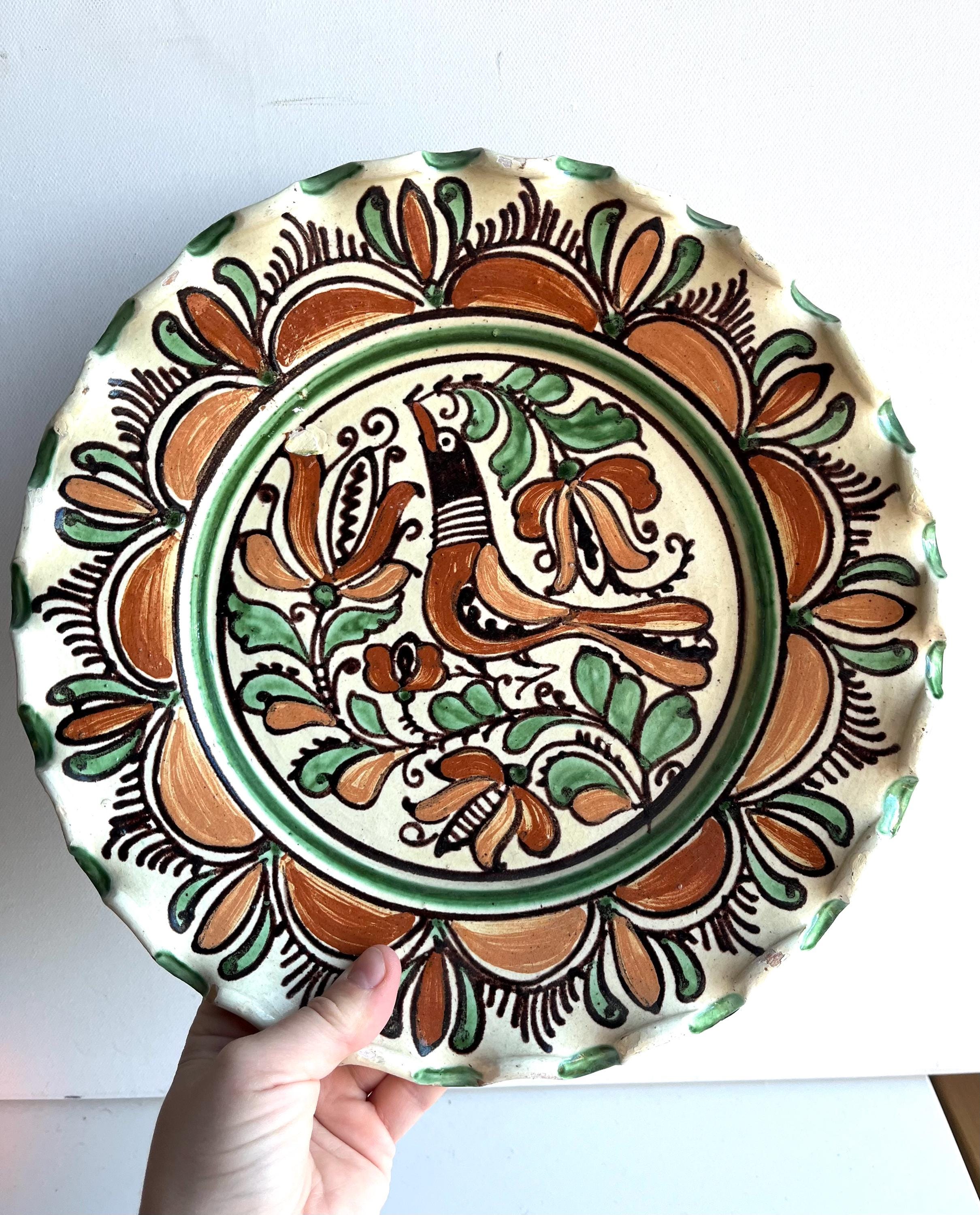 Vintage Korond Earthenware Folk Art Ceramic Handpainted Wall Hanging ...