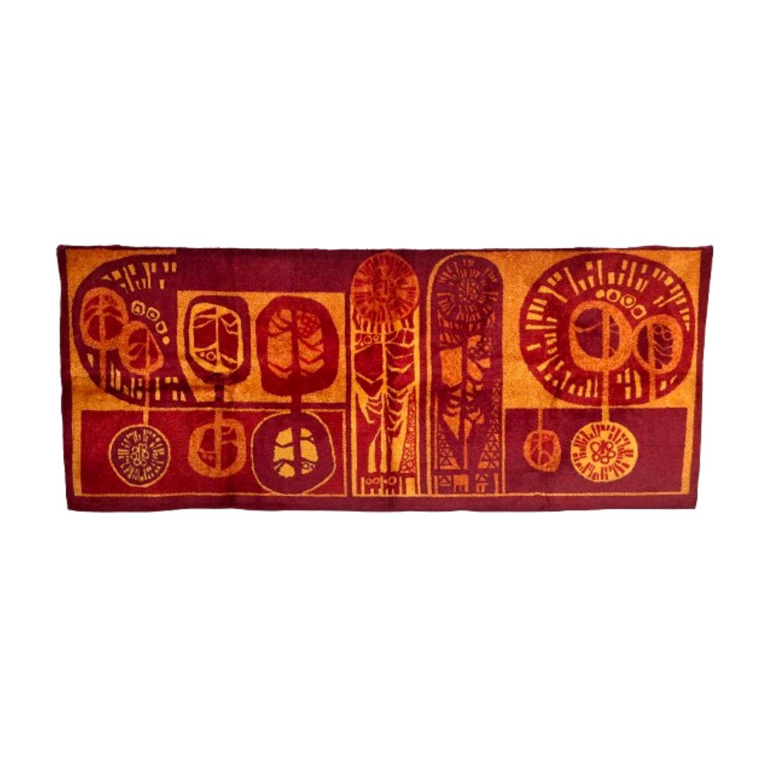 Modern Midcentury Wall Hanging, Velvet Wall Carpet, Mid Century Textile ...