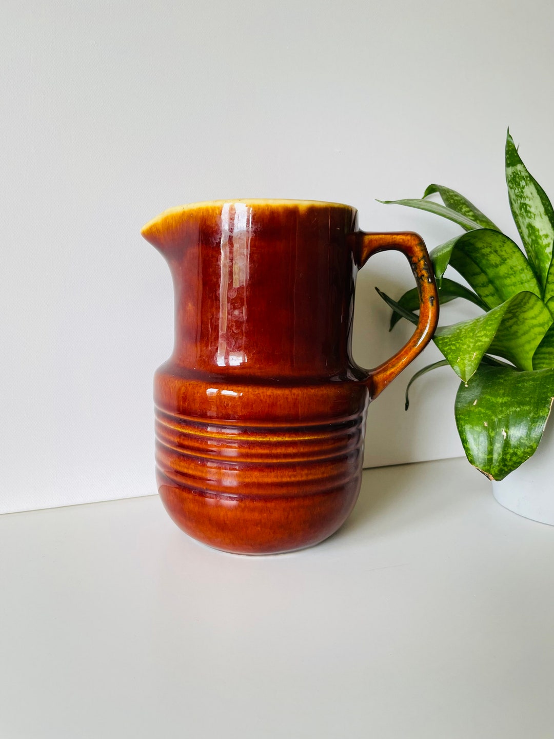 Midcentury Ceramic Pitcher Jug, Vintage Pottery Kitchenware, Wine ...