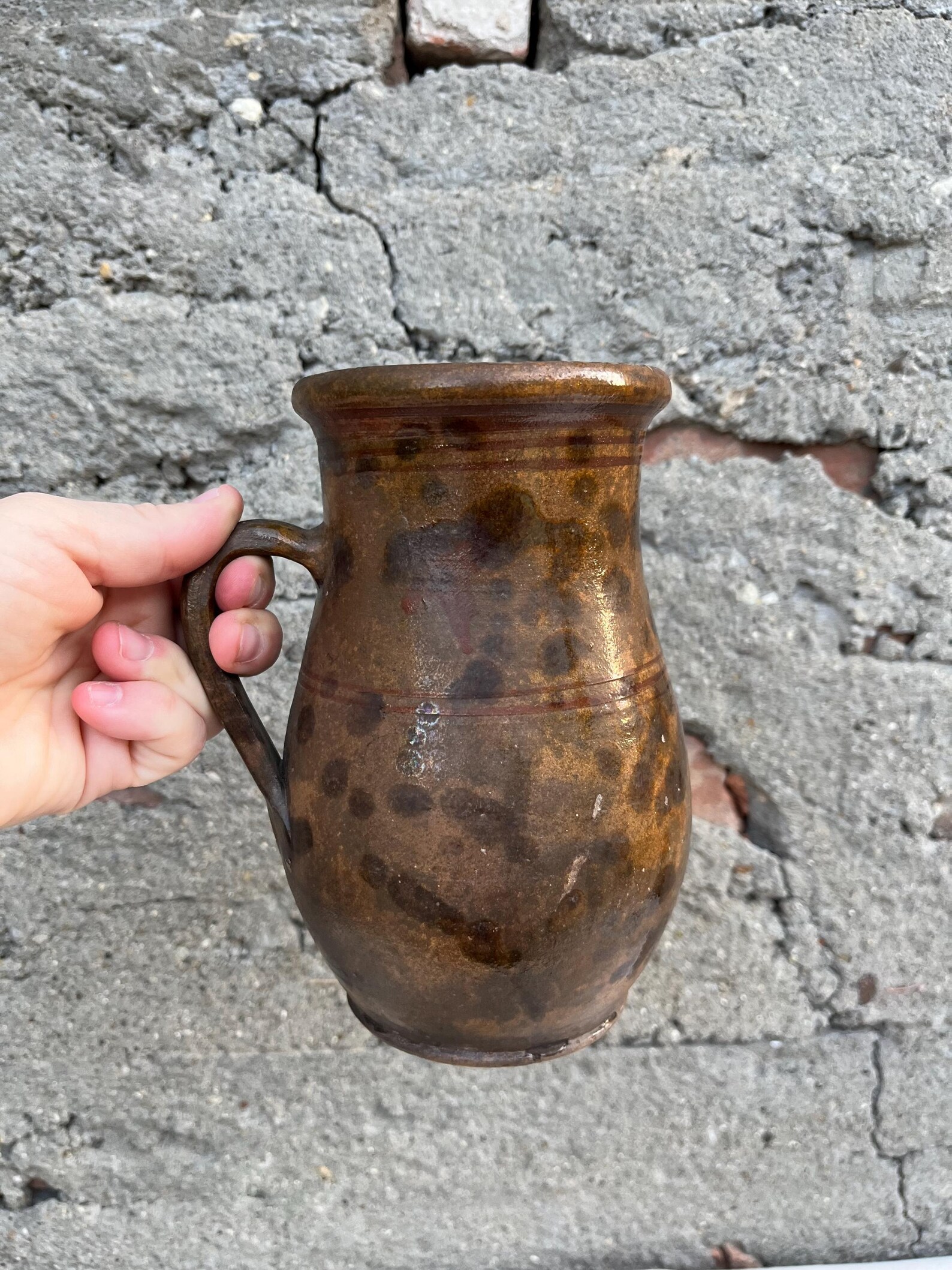 Hungarian Primitive Jug, Vintage Vase, Rustic Pottery Pitcher ...