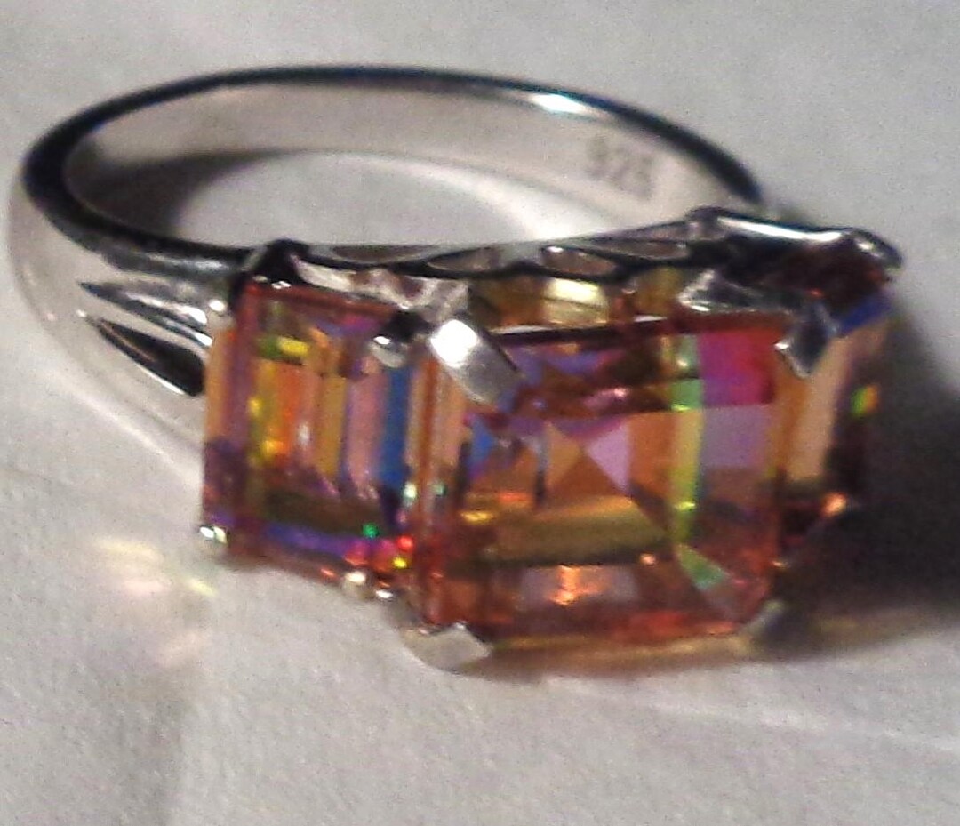 Vintage 3 Large Stone Pink Ice Ring Size 5 and Half Sterling Gorgeous ...