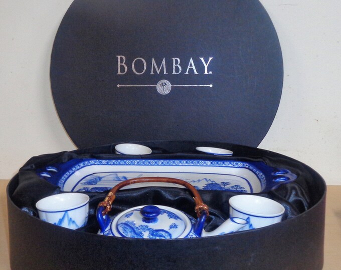 Bombay Company Blue and White Porcelain Tea Set or Sake Set Fabulous ...