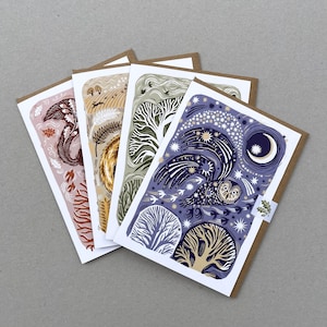 Nature Inspired Greetings Cards - Set of 4 - Etsy UK