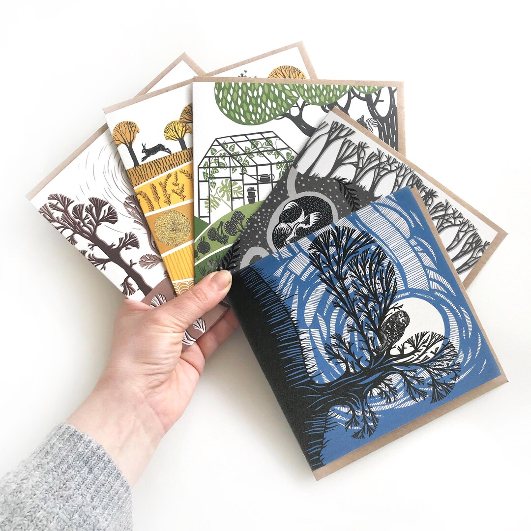 Nature Inspired Greetings Cards - Set of 5 - Etsy UK
